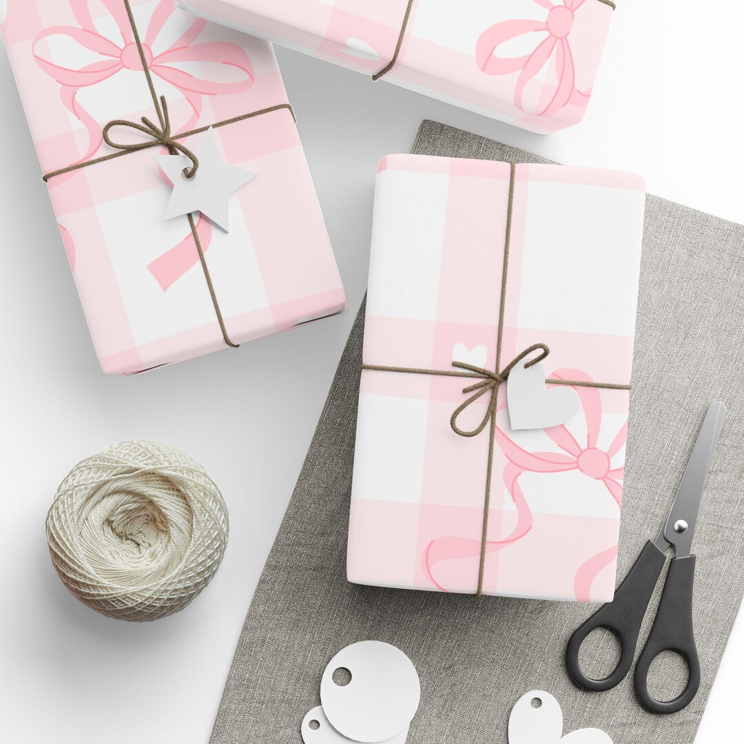 Pink Wrapping Papers Preppy Girly Bow Gift Wrap Perfect for Her or Best ...
