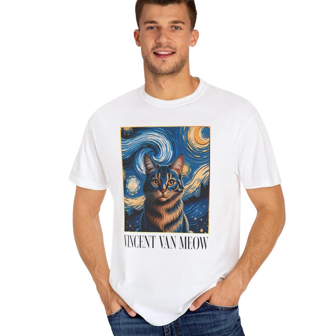 Vincent Van Meow Starry Night, Van Gogh Inspired Portrait Cat Comfort ...