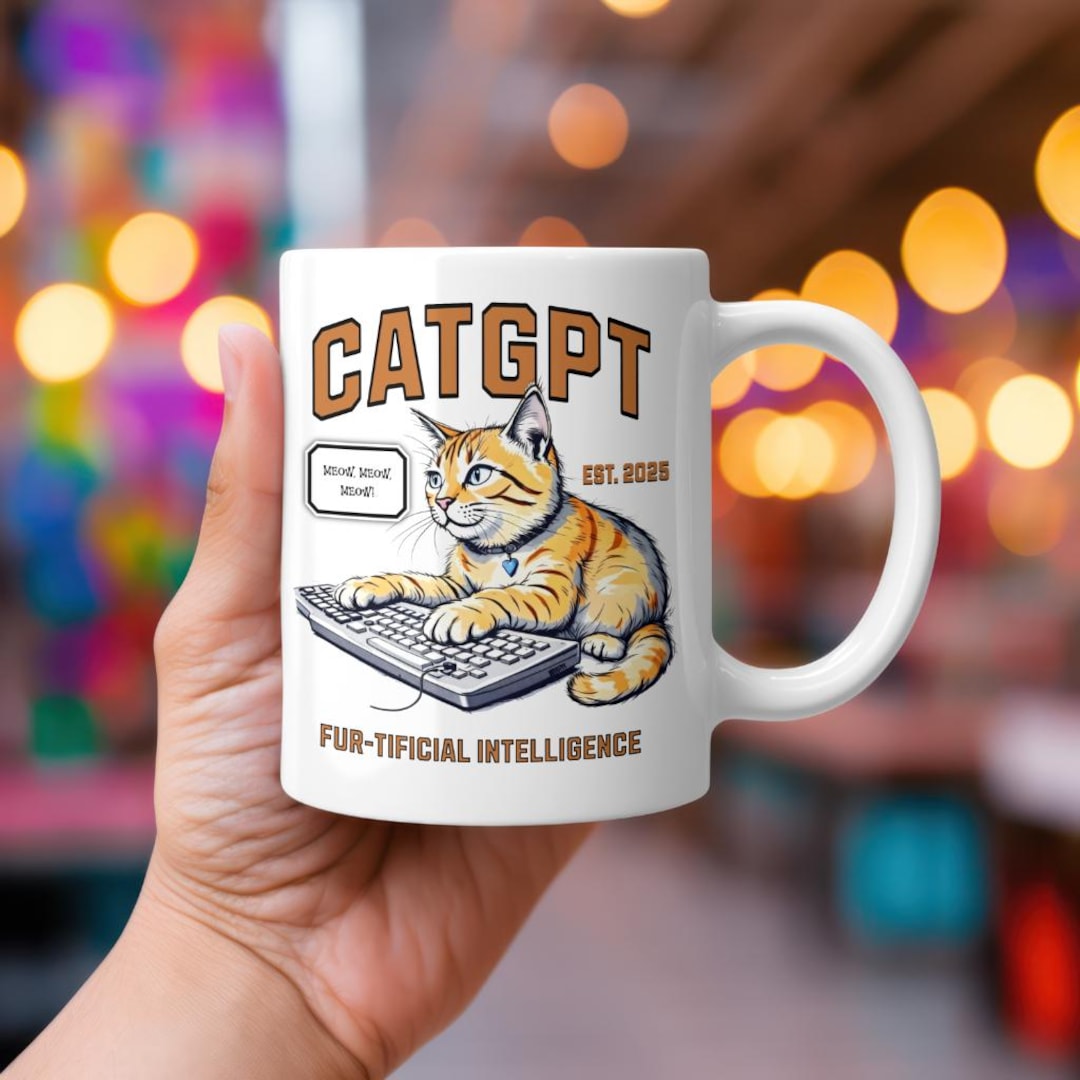 Catgpt Ceramic Mug, Chatgpt Mug, Cat Mom Gift, Cat Dad Mug for Coffee ...