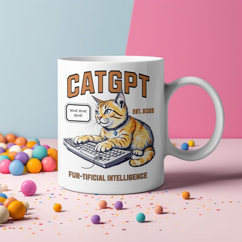 Catgpt Ceramic Mug, Chatgpt Mug, Cat Mom Gift, Cat Dad Mug for Coffee ...