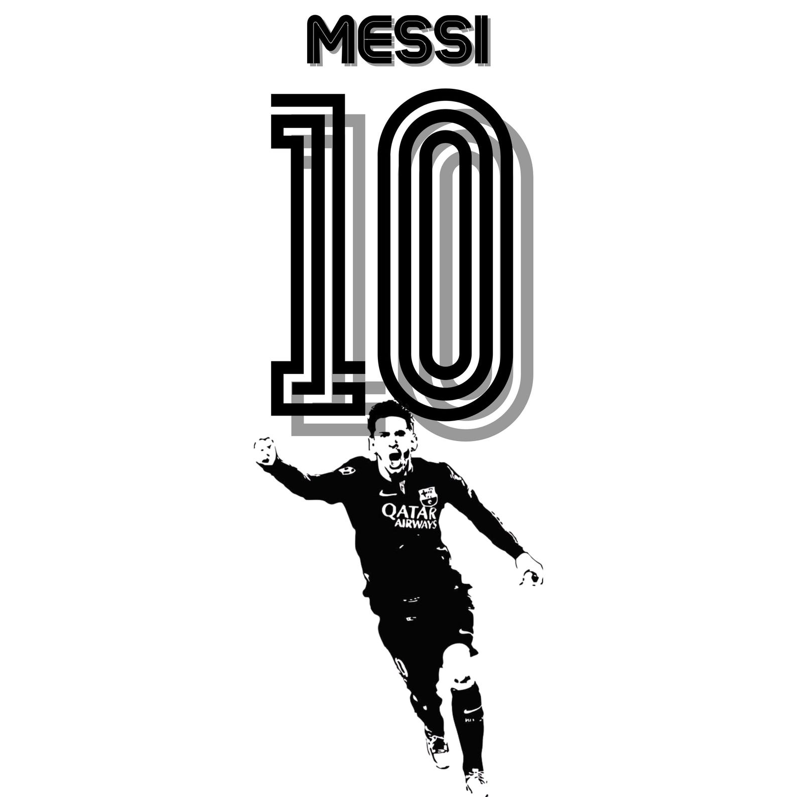 Lionel Messi Black & White Digital Art | Premium Printable PNG ...