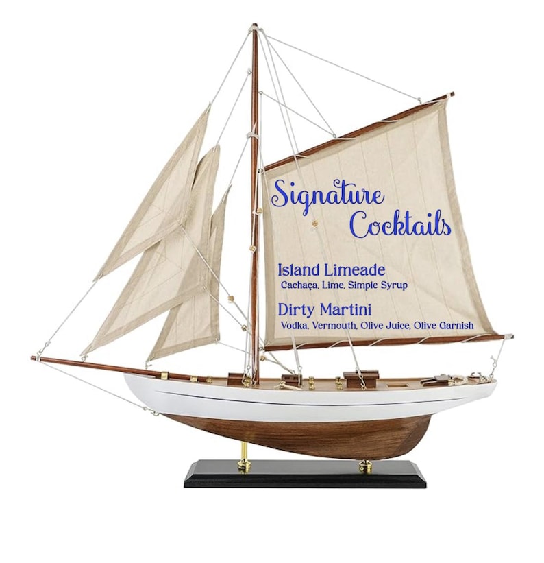 Custom Sailboat Bar Sign: Nautical Wedding Decor, Coastal Cocktail Menu ...