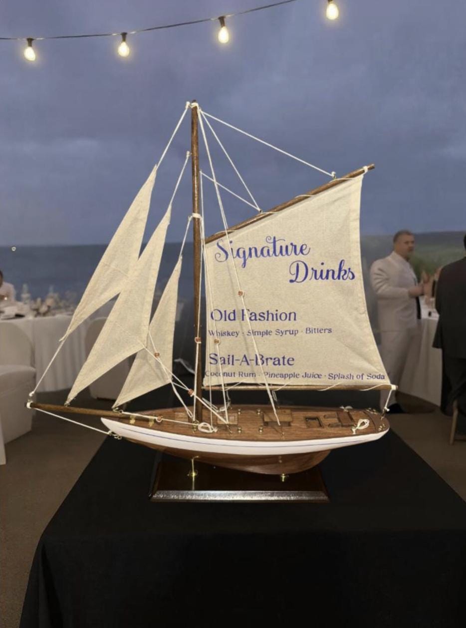 Custom Sailboat Bar Sign: Nautical Wedding Decor, Coastal Cocktail Menu ...