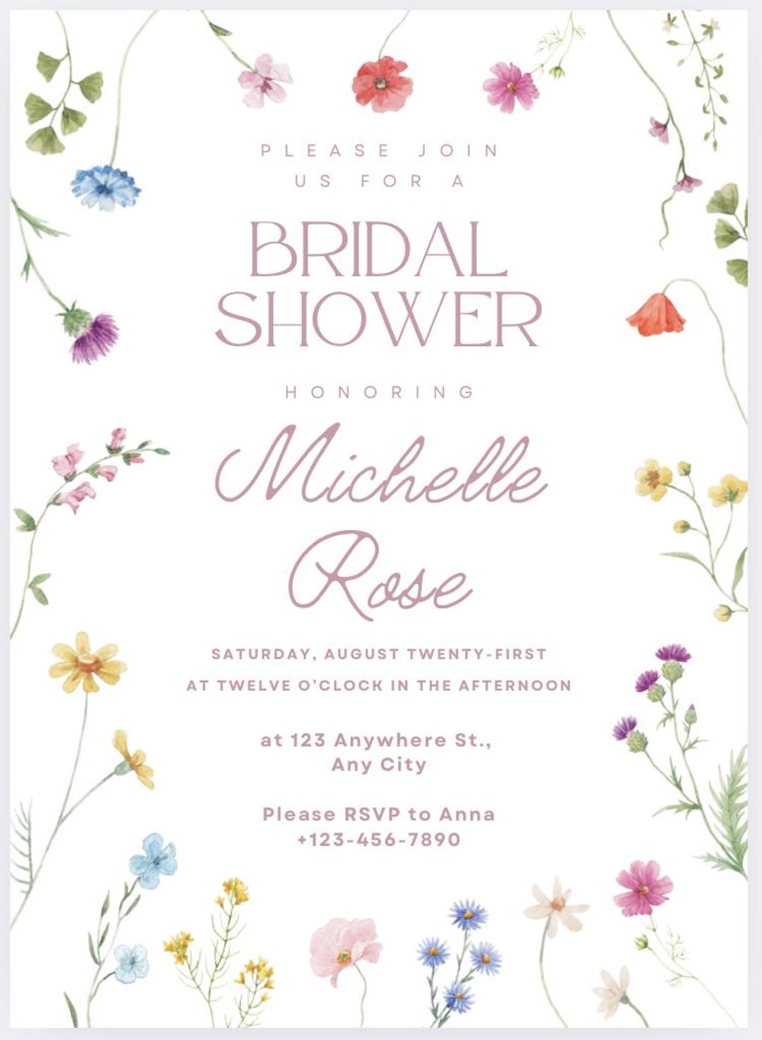 Letterpress Bridal Shower Invitation: Floral Cotton Paper, 5x7 - Etsy