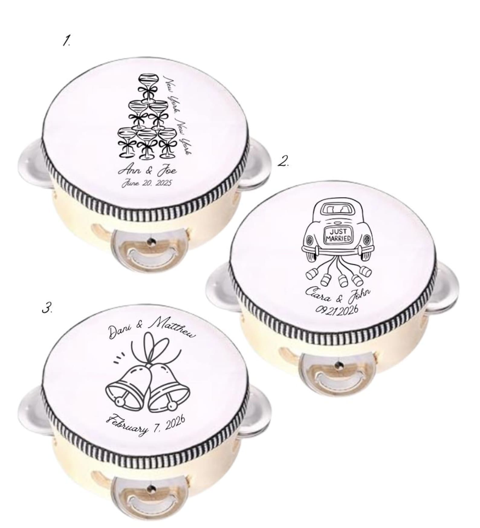 Bulk Custom Wedding Tambourines | Personalized Tambourine Favor | Just ...