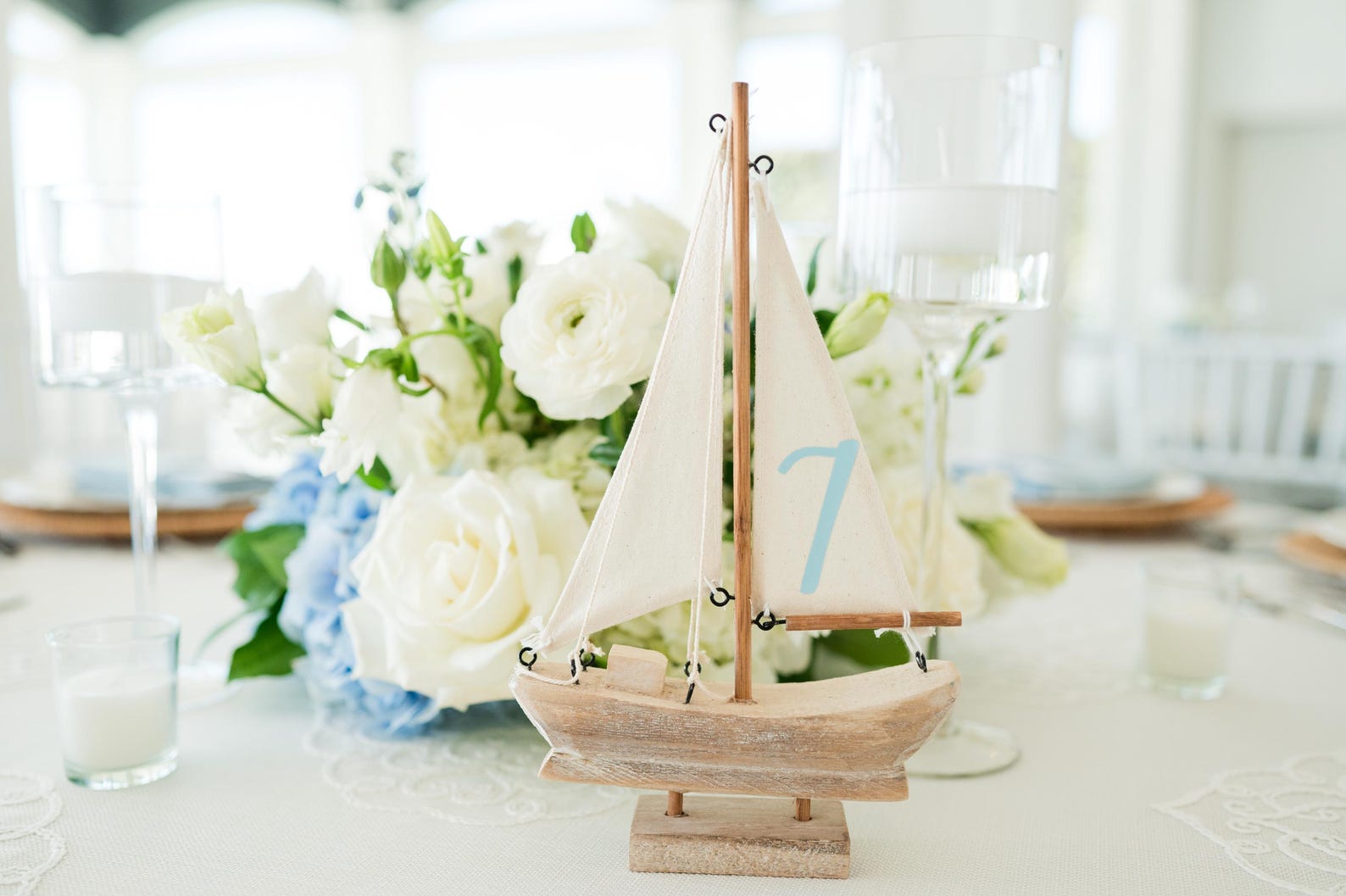 Set of 5 Sailboat Table Numbers | Nautical Wedding Decor | Coastal ...