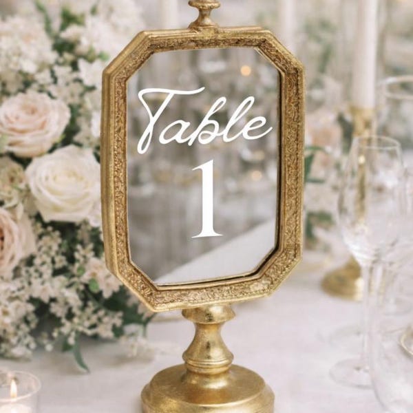 Mirror Wedding Table Numbers - Etsy