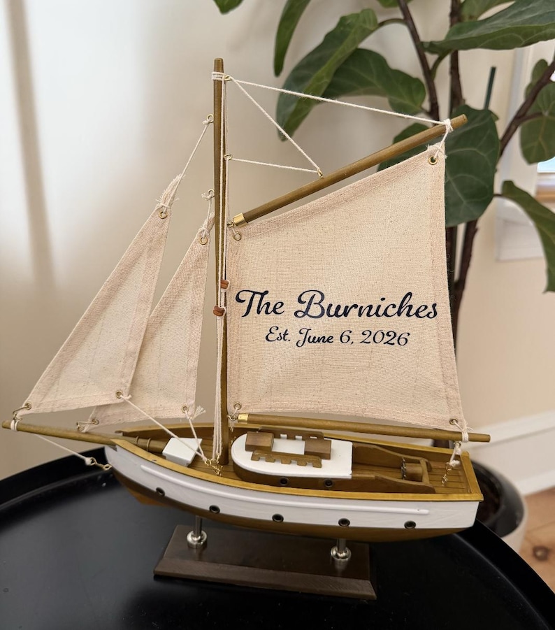 Personalized Wooden Sailboat Decor – Custom Wedding Gift / Centerpiece ...