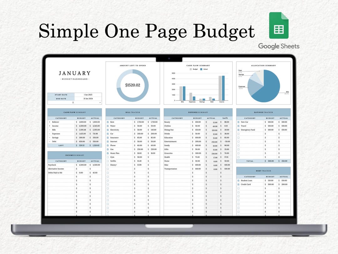 One Page Budget! - Etsy