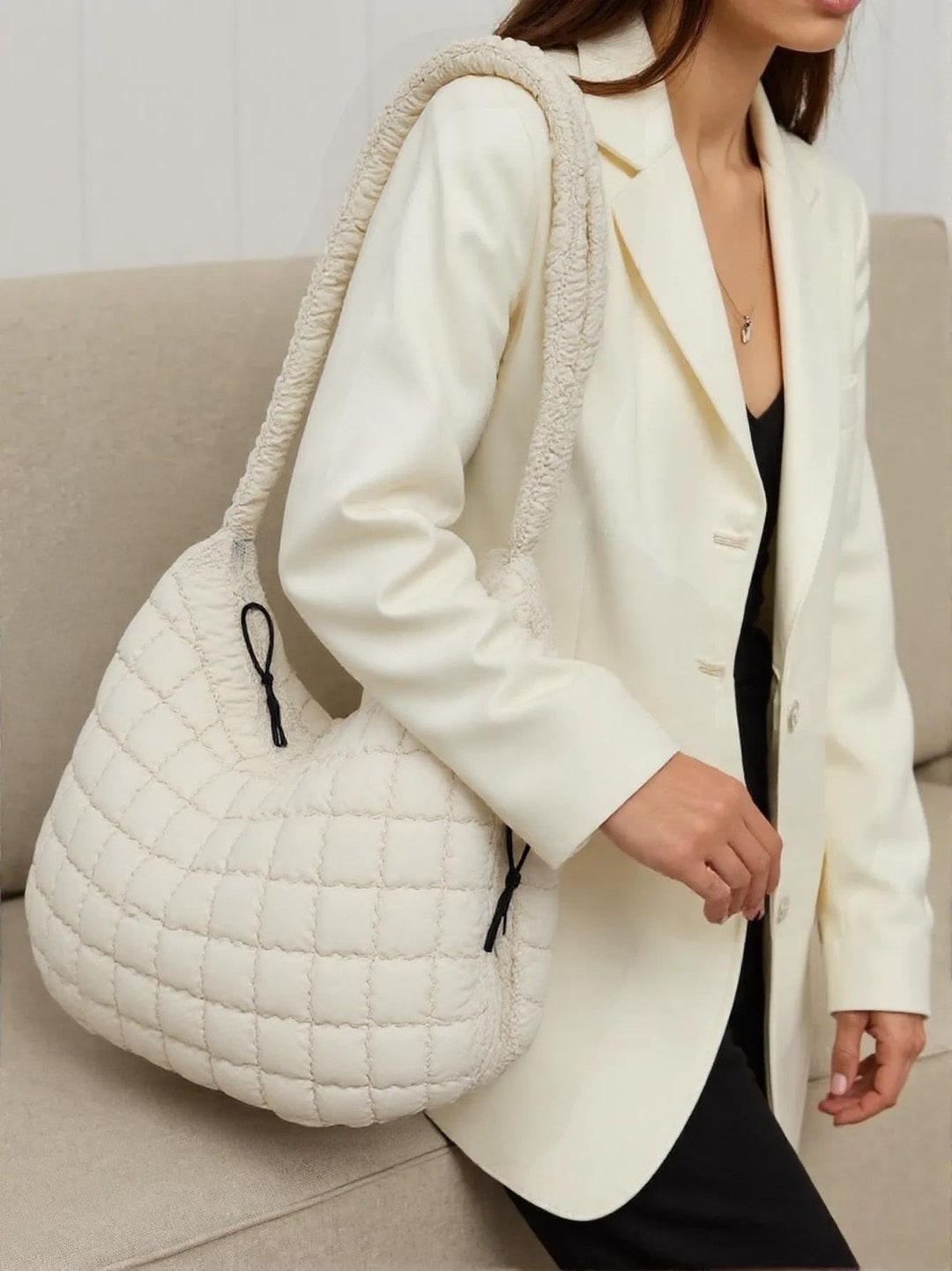 Puffer Tote Bag Large Quilted Crossbody Bag Women Puffy Bubble Handbag ...