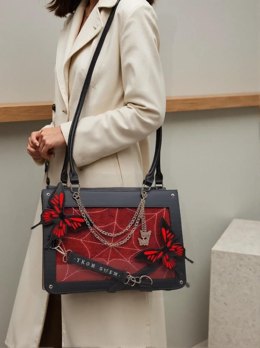 Y2K Gothic Ita Bag Spider Web & Butterfly Lolita Tote Punk Aesthetic ...