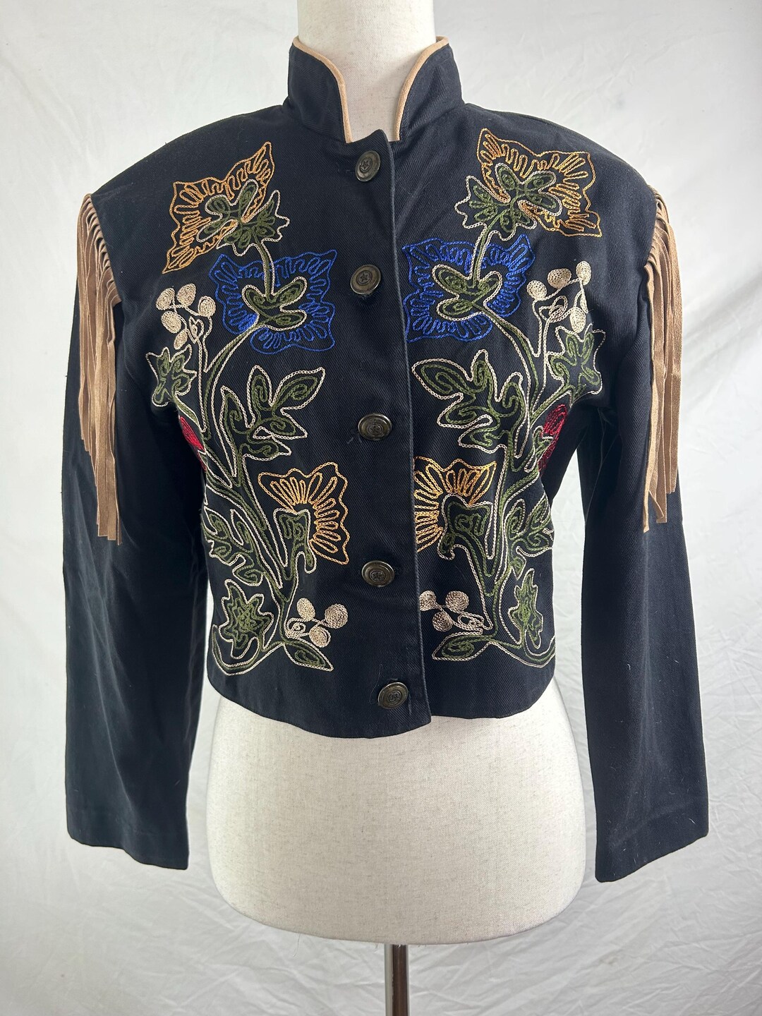 Western Fringe Jacket, Boho Chic Jacket, Western Denim Jacket, Vintage ...