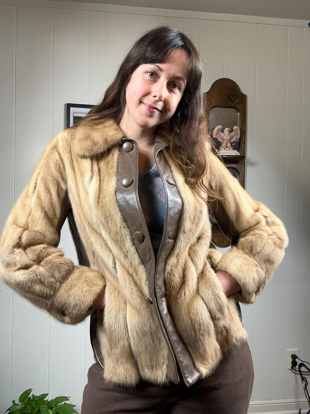 Rare Vintage 70s Coat Fur Coat Mink Coat Penny Lane Coat With Leather ...