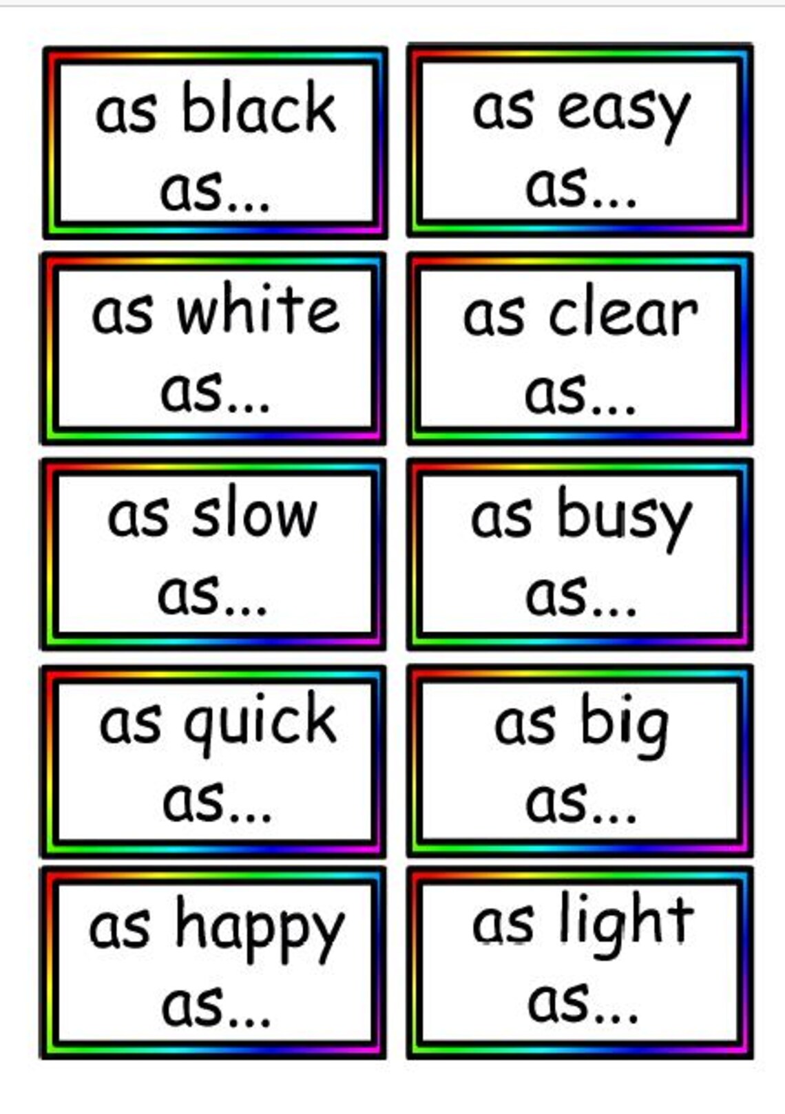 Simile Mix and Match Game - Etsy