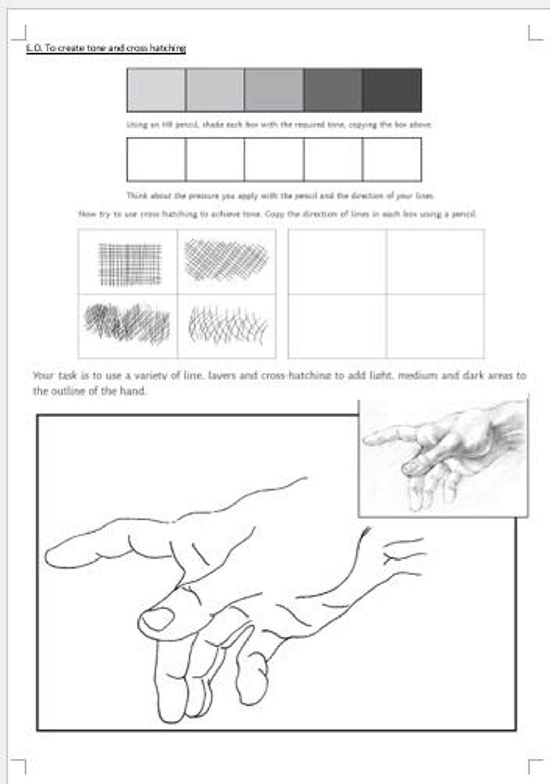 Cross Hatching and Tonal Shading Worksheet. - Etsy