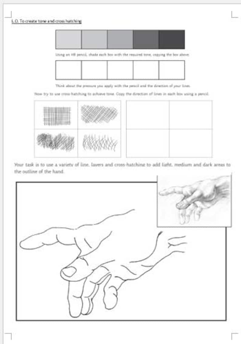 Cross Hatching and Tonal Shading Worksheet. - Etsy