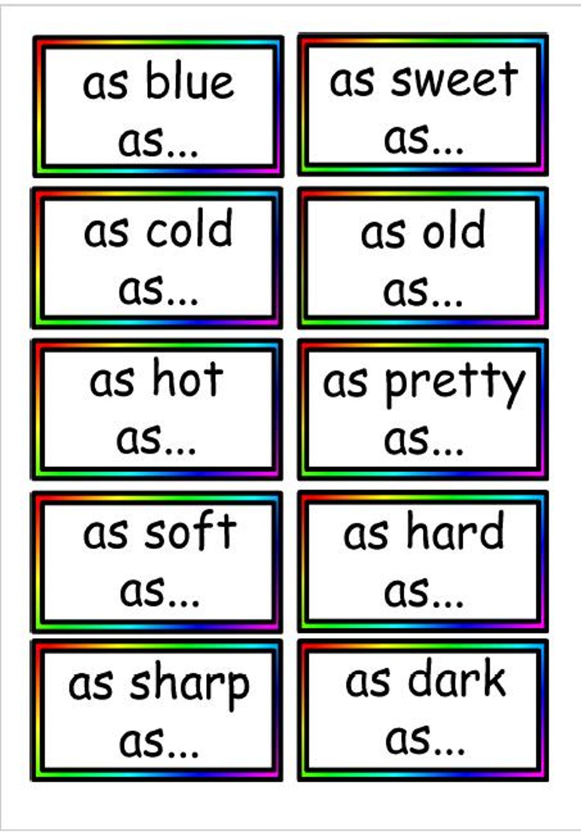 Simile Mix and Match Game - Etsy