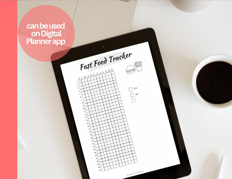 Fast Food Tracker Planner Printable & Digital Eating Log A4 A5 PDF ...