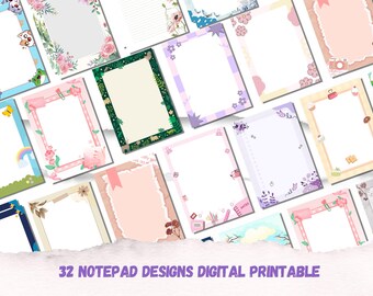 Printable Square Notepads Personalized Templates Cute Designs Memo Pads ...