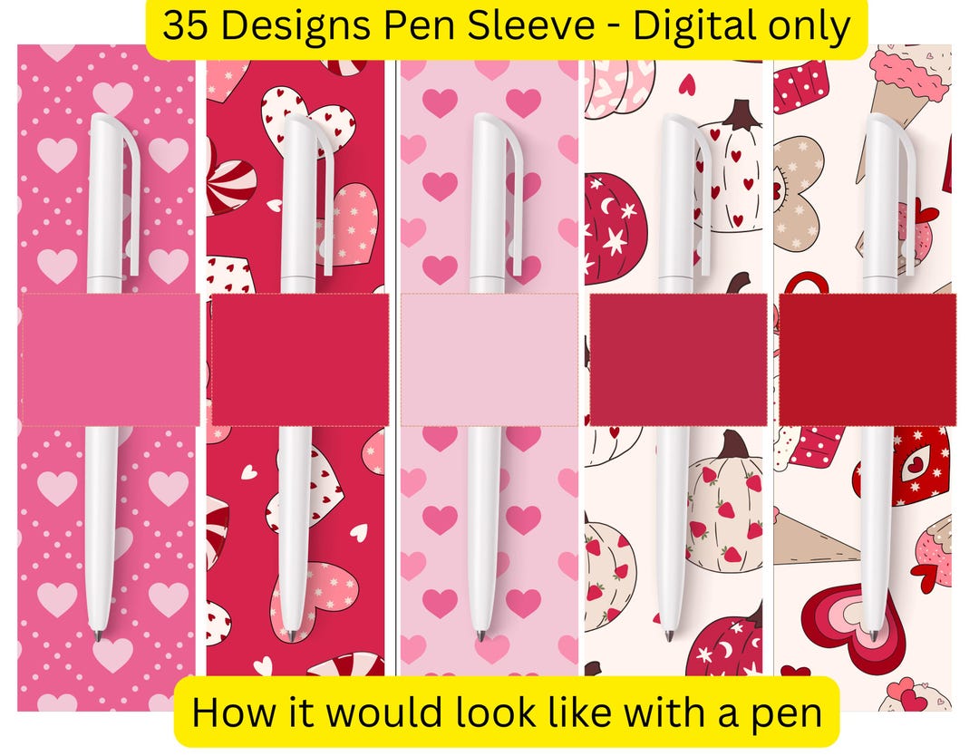 35 Pen Sleeve Designs for Valentines - Digital Template Only - Etsy