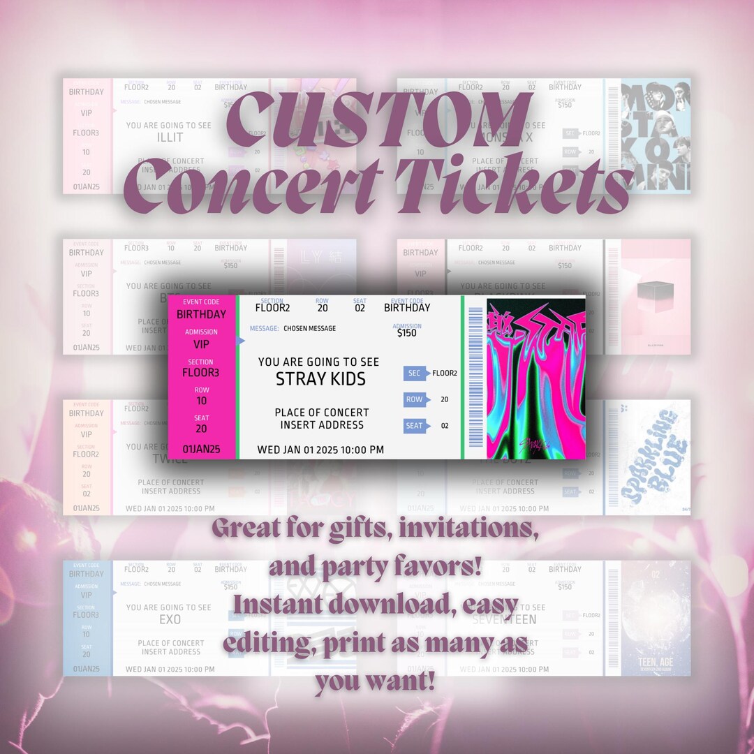 Editable Stray Kids Concert Ticket Gift for Kpop Fan Custom Concert ...
