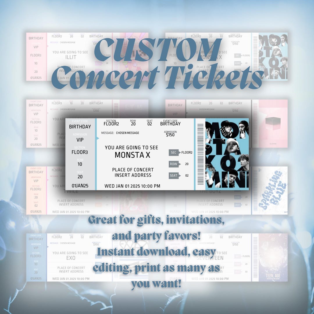 Editable MONSTA X Concert Ticket Gift for Kpop Fan Custom Concert ...