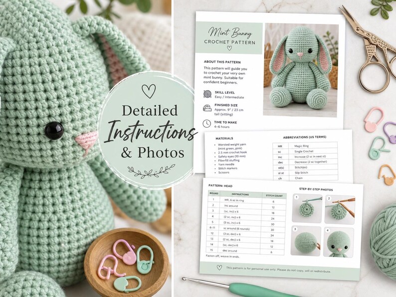 Bunny Amigurumi Pattern | Beginner Friendly Rabbit Plush | Crochet ...