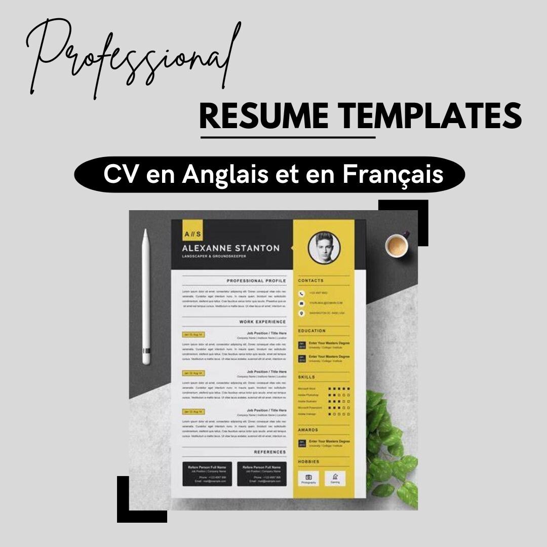 Modèle De CV Word, Modèle De CV Moderne, CV Professionnel (anglais ...