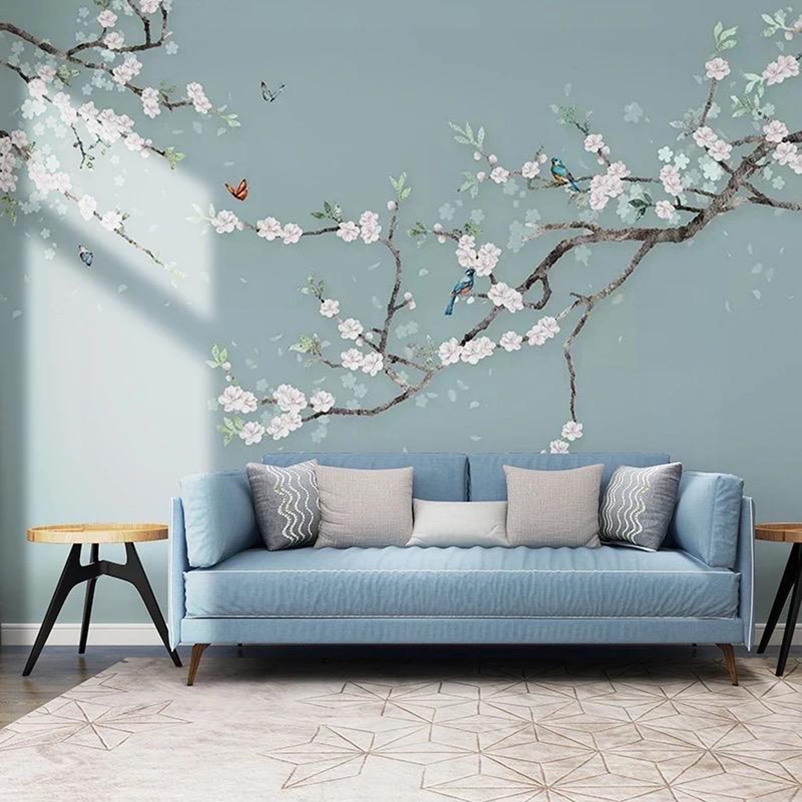 Cherry Blossom Tree Wall Mural, Floral Wall Mural, Flowers Wallpaper ...