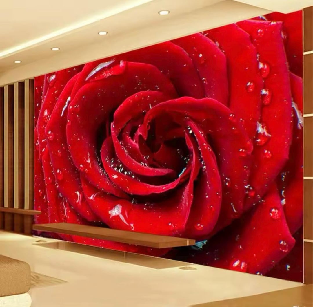 Red Roses Wall Mural, Roses Wall Mural, Flowers Wallpaper, Floral Wall ...
