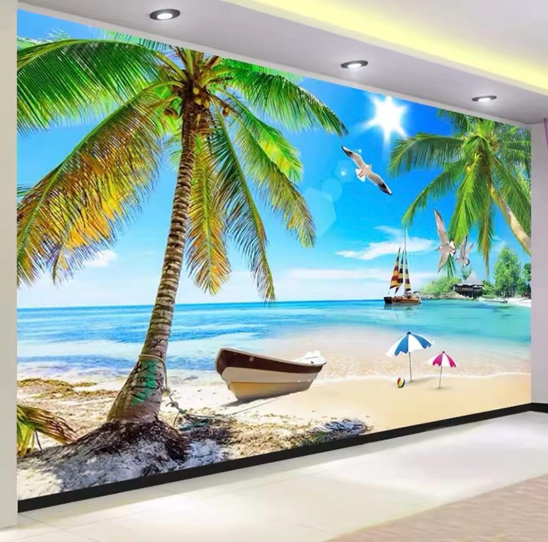 Beach Wallpaper, Beach Wall Mural, Ocean Wallpaper, Nature Landscape ...