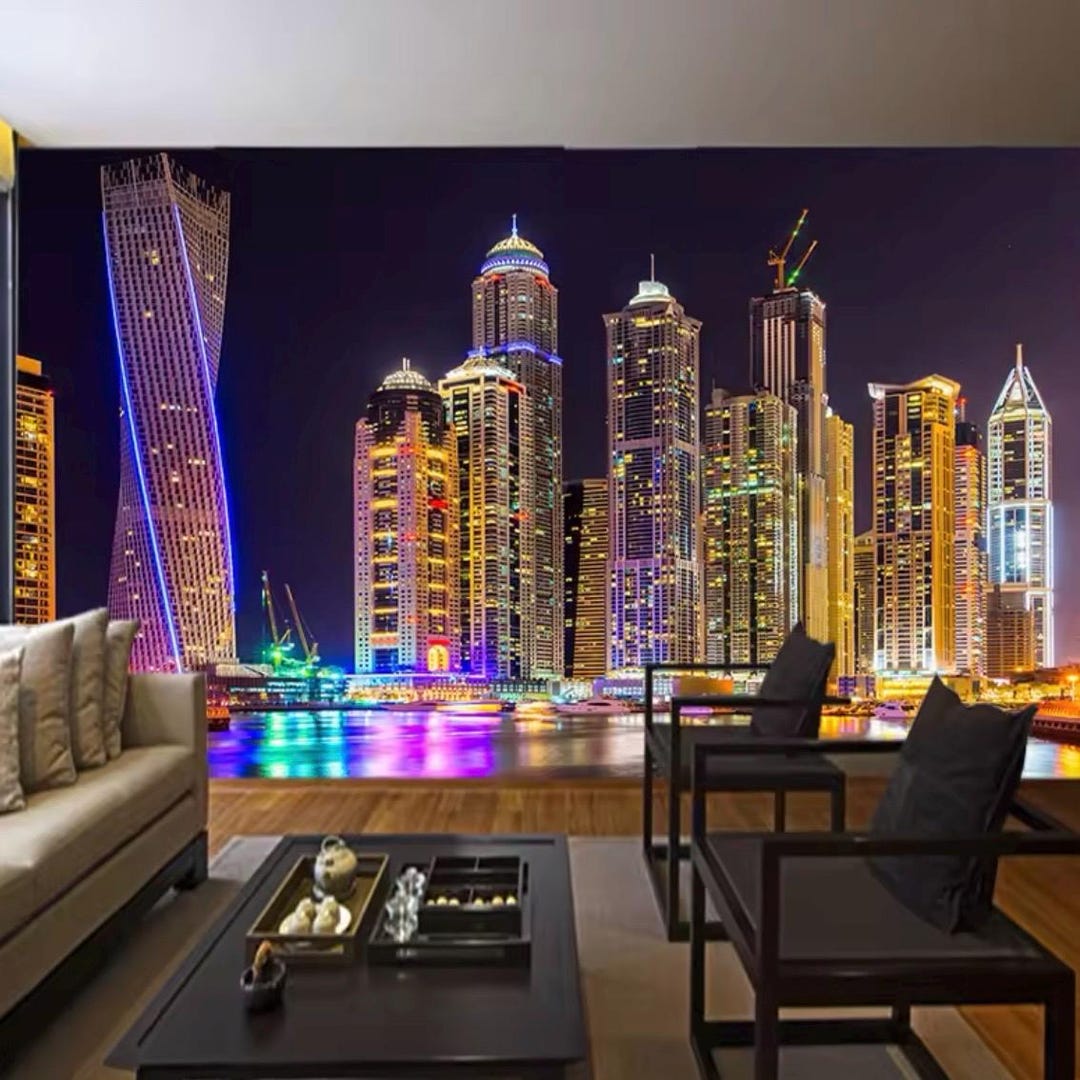 Dubai Wall Mural, Dubai Wallpaper, City Night Life Wall Mural ...