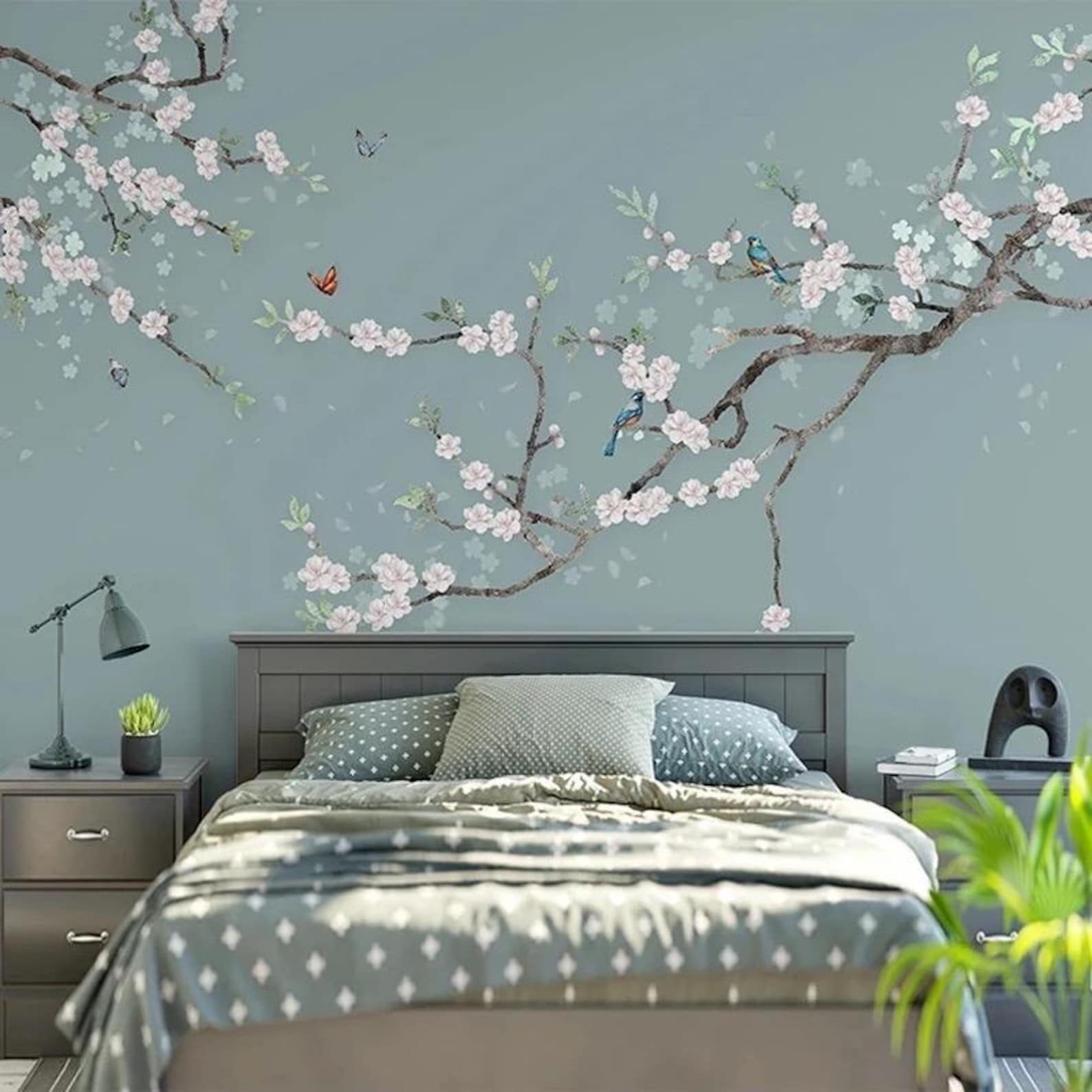 Cherry Blossom Tree Wall Mural, Floral Wall Mural, Flowers Wallpaper ...