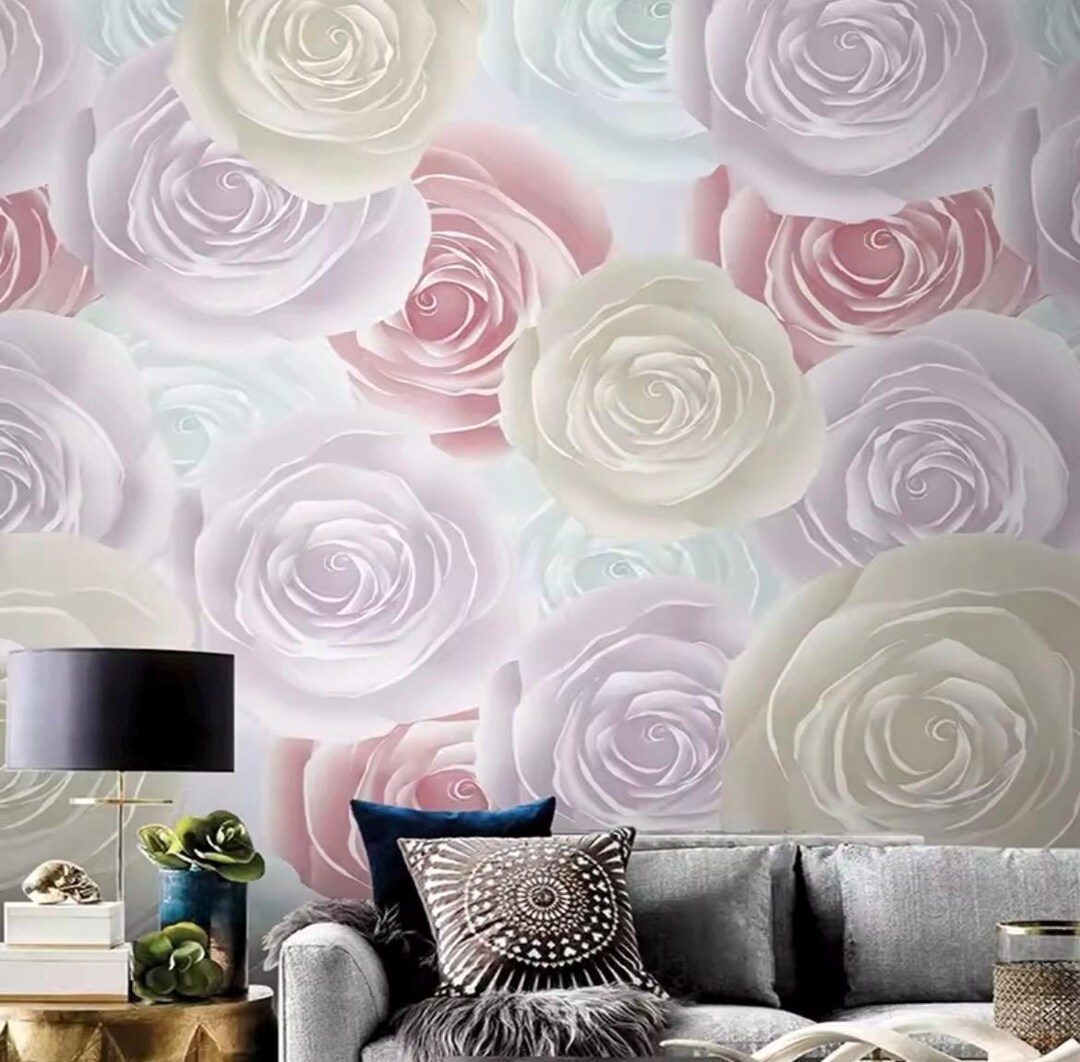 Roses Wall Mural, Purple Roses Wall Mural, Flowers Wallpaper, Floral ...