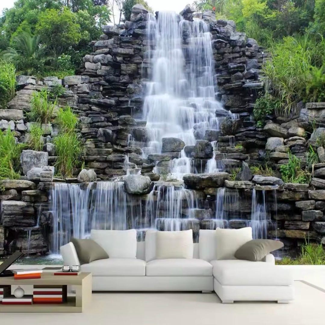 Waterfall Wall Mural, Waterfall Wallpaper, Garden Wall Mural, Landscape ...