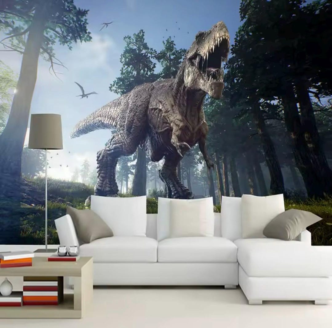 Dinosaur Wall Mural, Dinosaur Wallpaper, T Rex Wall Mural, Kids Bedroom ...