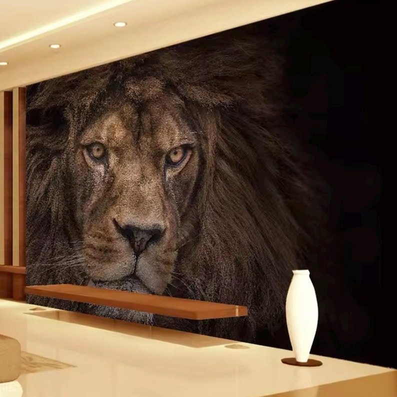 Lion Wall Mural, Lion Wallpaper, Animal Wall Mural, Jungle Wall Mural ...