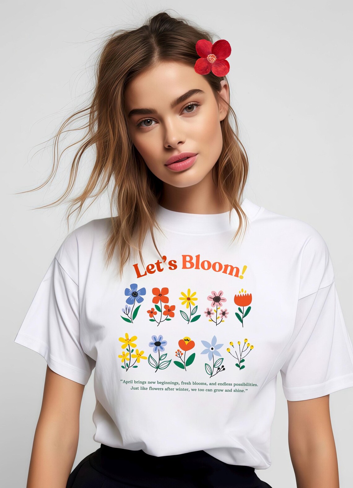 Let’s Bloom Spring Floral T-shirt Design, Digital Download | Retro ...