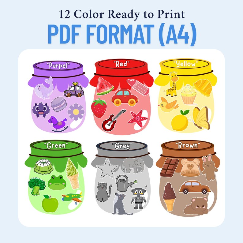 Color Matching Activity Printable – Busy Book Game for Toddlers, Fine ...
