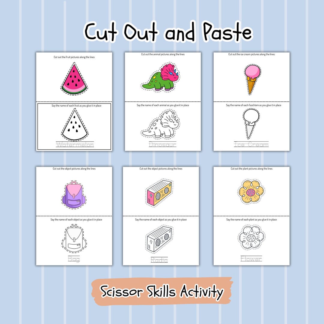 27 Cut Out and Paste Worksheets for Kids — Scissor Skills, Handwriting ...