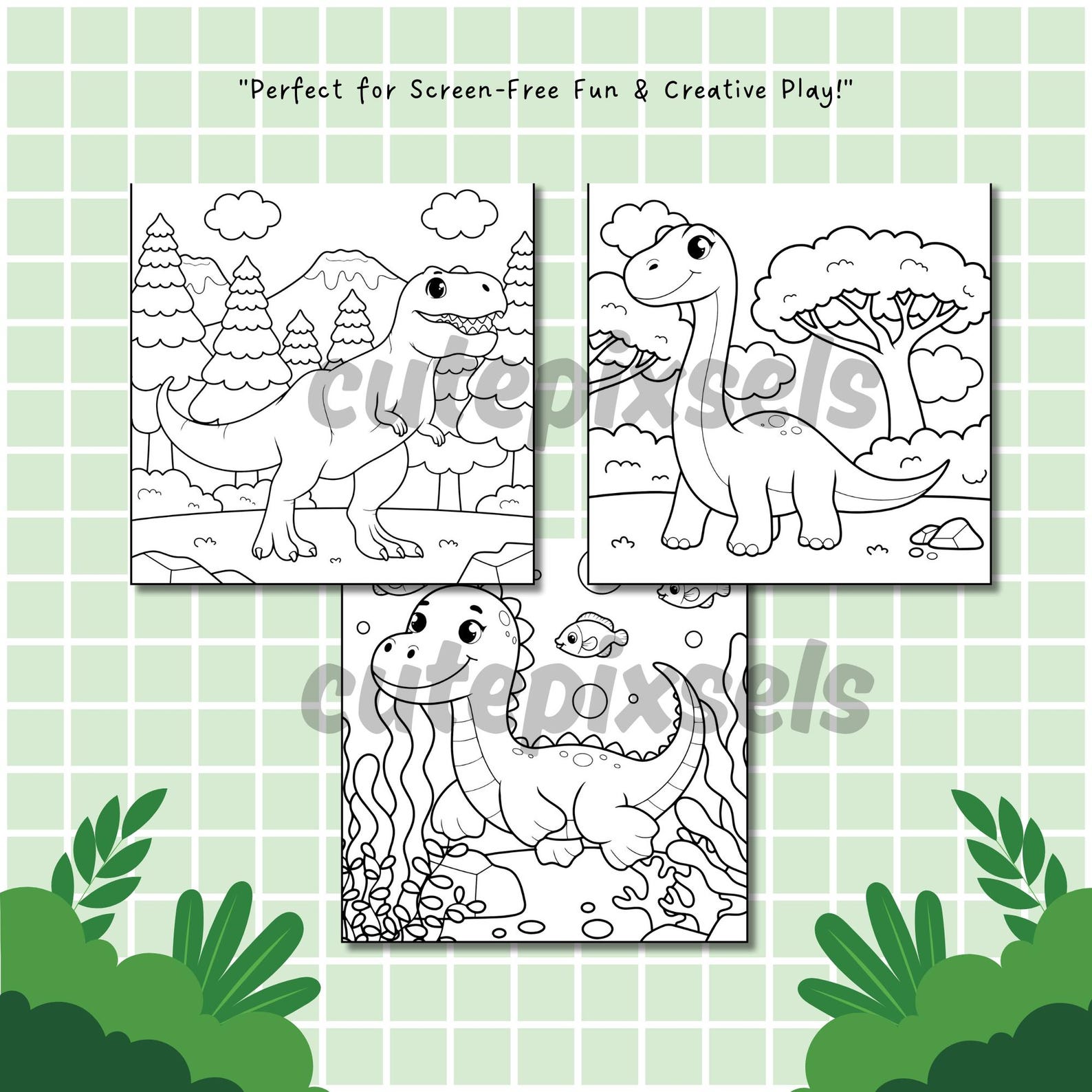 Dino Coloring Pages - for Kids Toddler Preschoolers Kindergarten ...