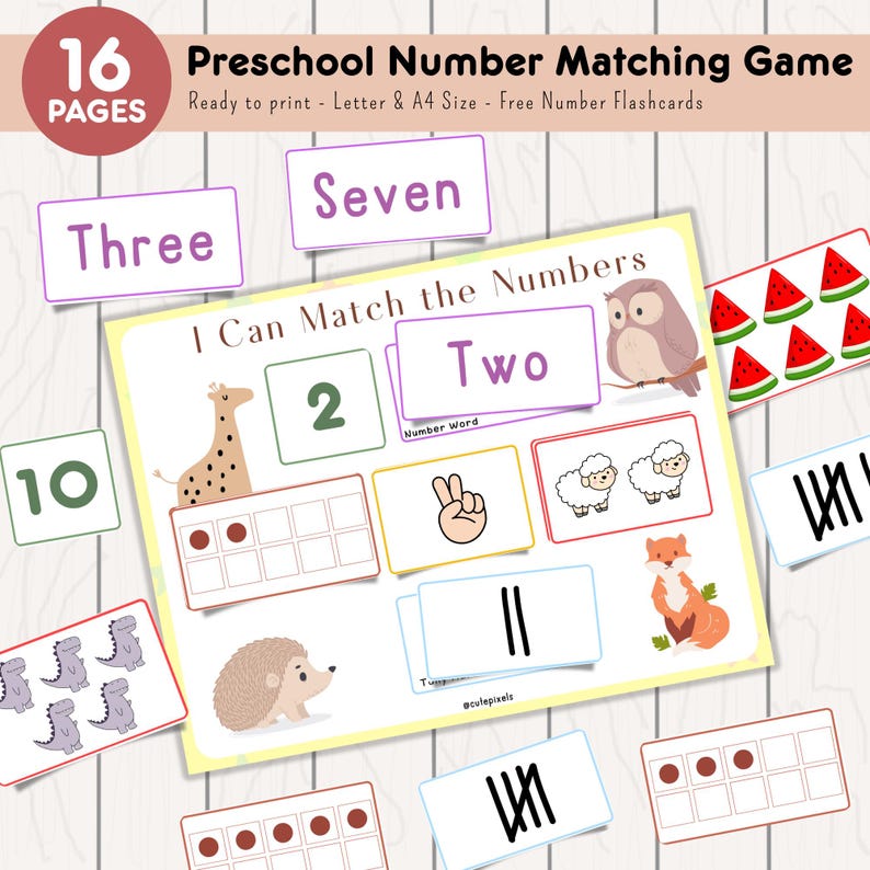 Preschool Number Matching Game, Number Recognition, Fine Motor Skills ...