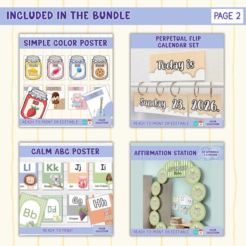 Class Decor Bundle for Kindergarten & Elementary, Neutral Calm Pastel ...