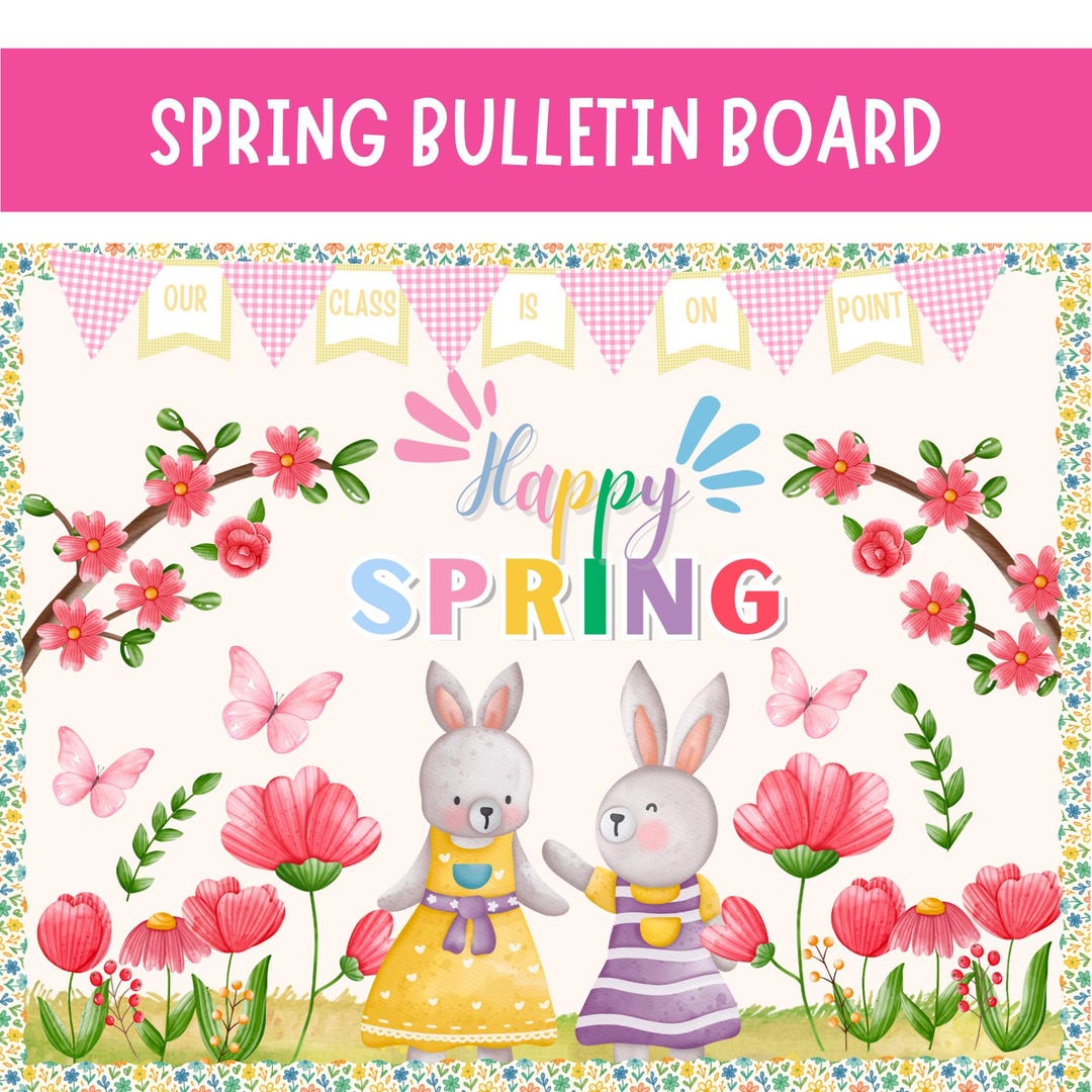 Happy Spring Bulletin Board Decoration for Elementary School | Easter ...