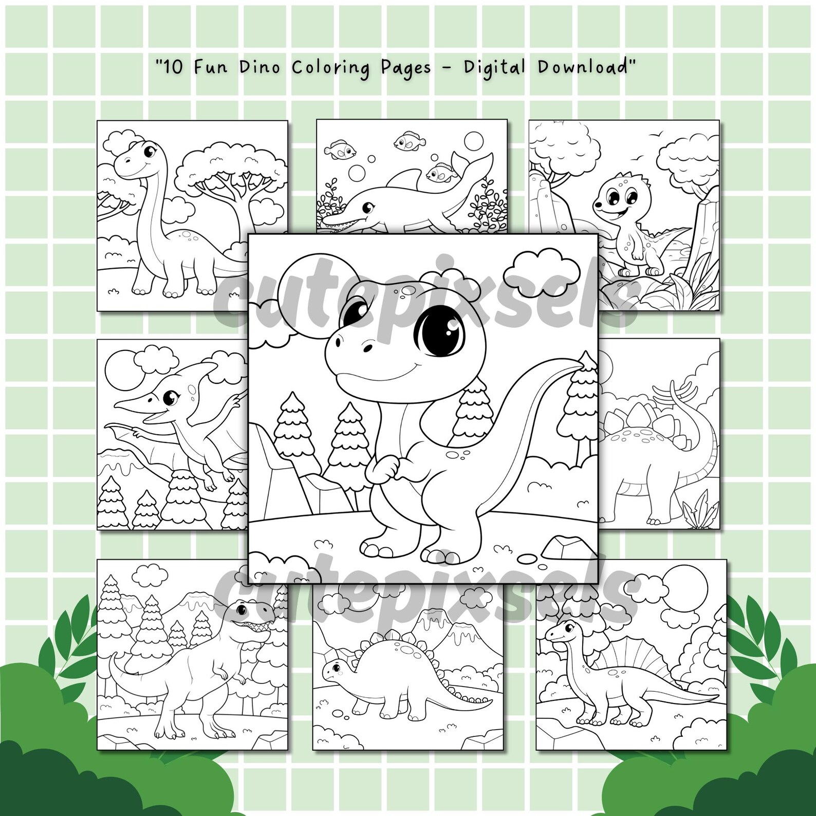 Dino Coloring Pages - for Kids Toddler Preschoolers Kindergarten ...