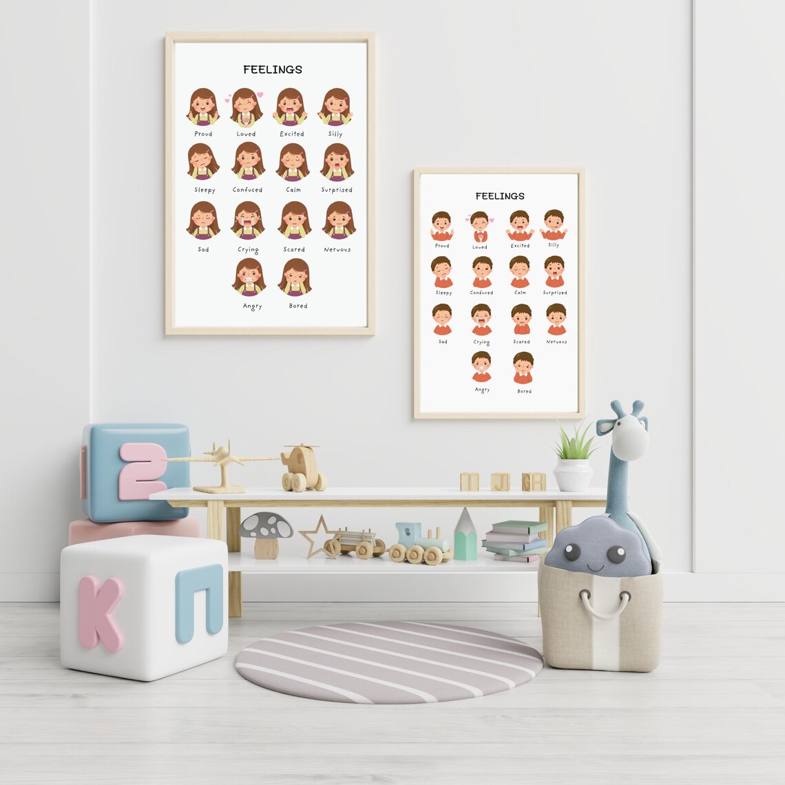 Feelings Posters for Kids, Educational Emotion Chart Wall Art ...