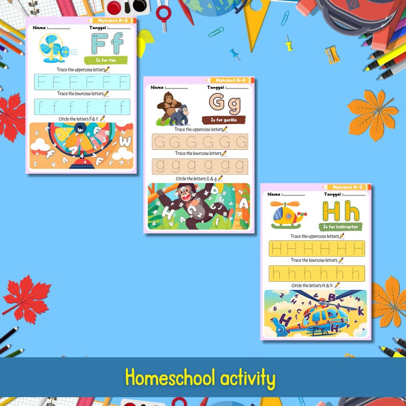 Alphabet Tracing Worksheets for Kindergarten & Preschool | Printable ...