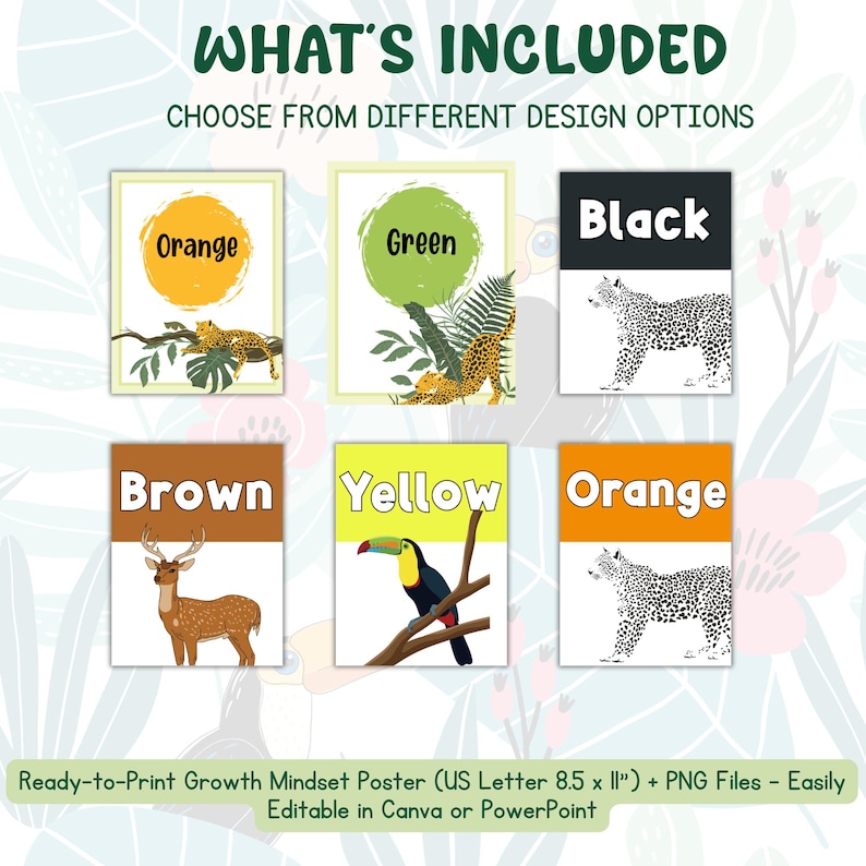 Jungle Classroom Color Posters & Bright Wall Display for Teachers ...