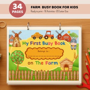 My First Farm Busy Book - Printable Quiet Book, Montessori Learning ...