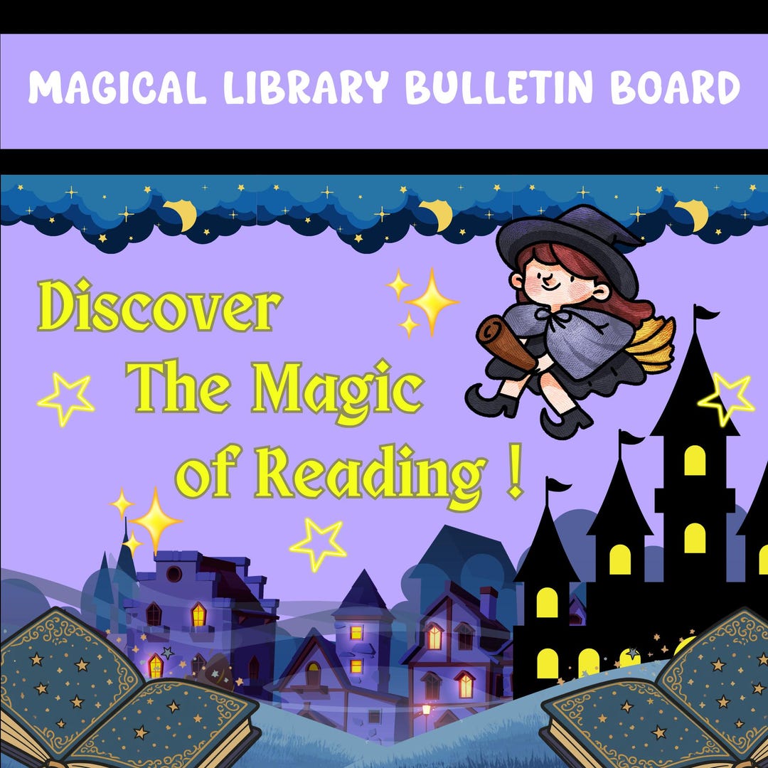 Magical Fantasy Library Classroom Decor for Nook Decoration, Witch ...